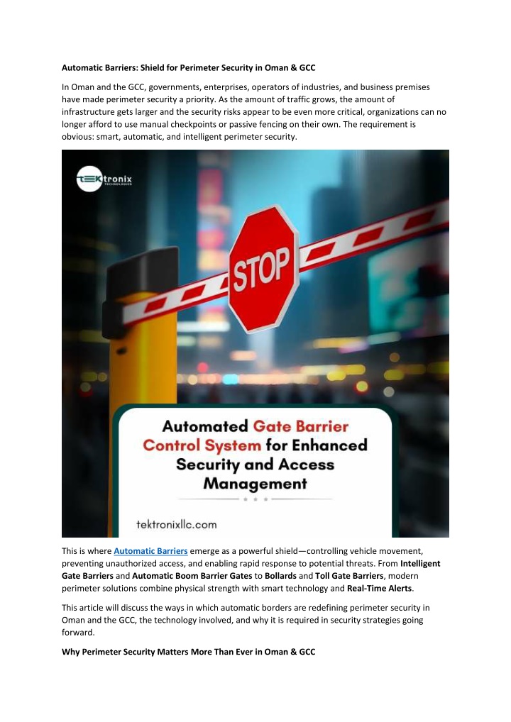 PPT - Automatic Barriers - Shield for Perimeter Security in Oman & GCC ...