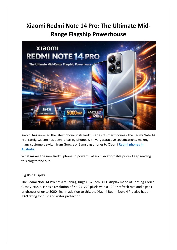 PPT - Xiaomi Redmi Note 14 Pro The Ultimate Mid-Range Flagship ...