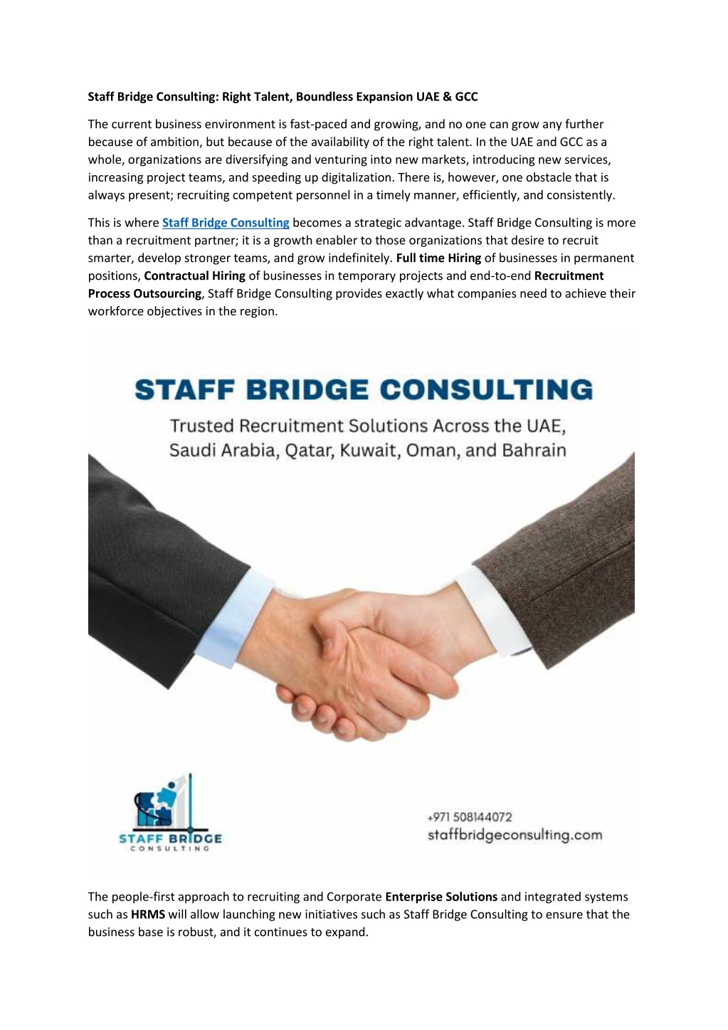 PPT - Staff Bridge Consulting - Right Talent, Boundless Expansion UAE ...