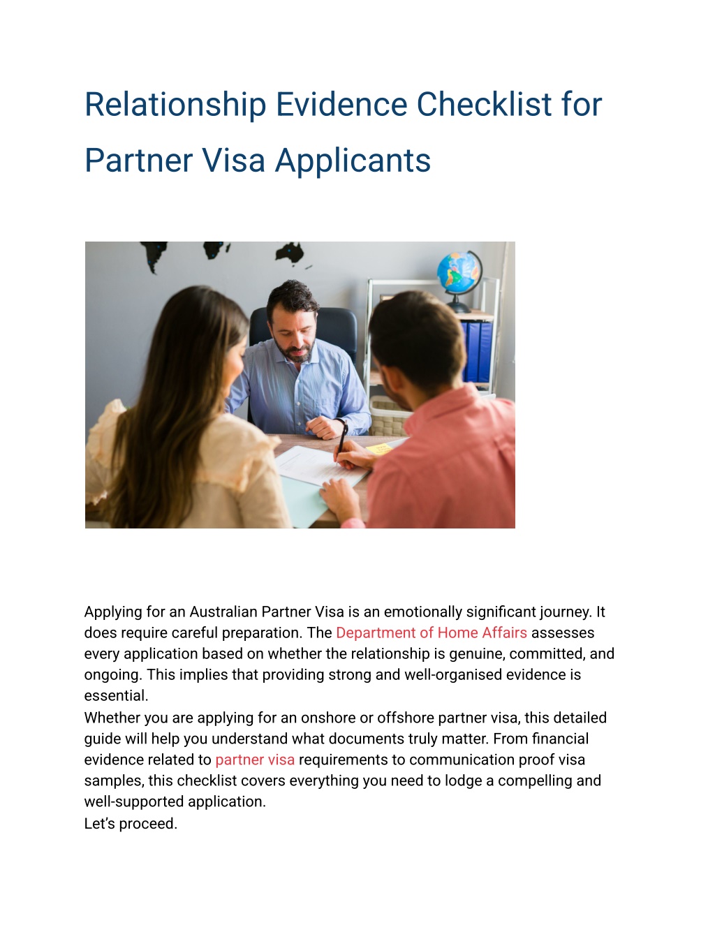 PPT - Relationship Evidence Checklist for Partner Visa Australia ...
