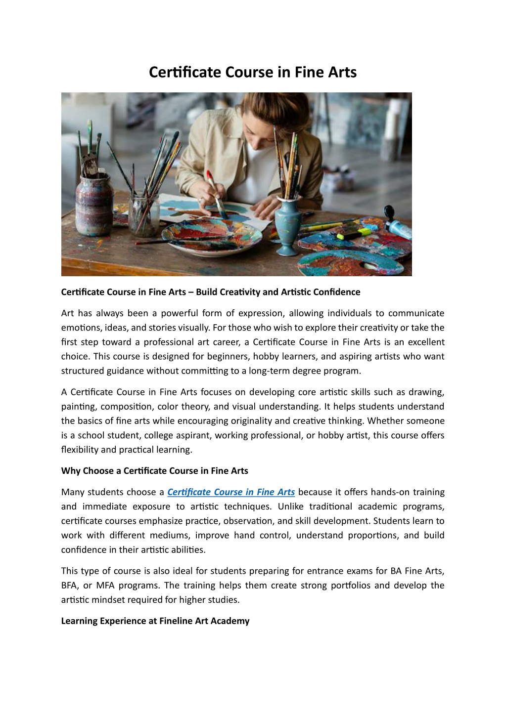 PPT - Certificate Course in Fine Arts PowerPoint Presentation, free ...
