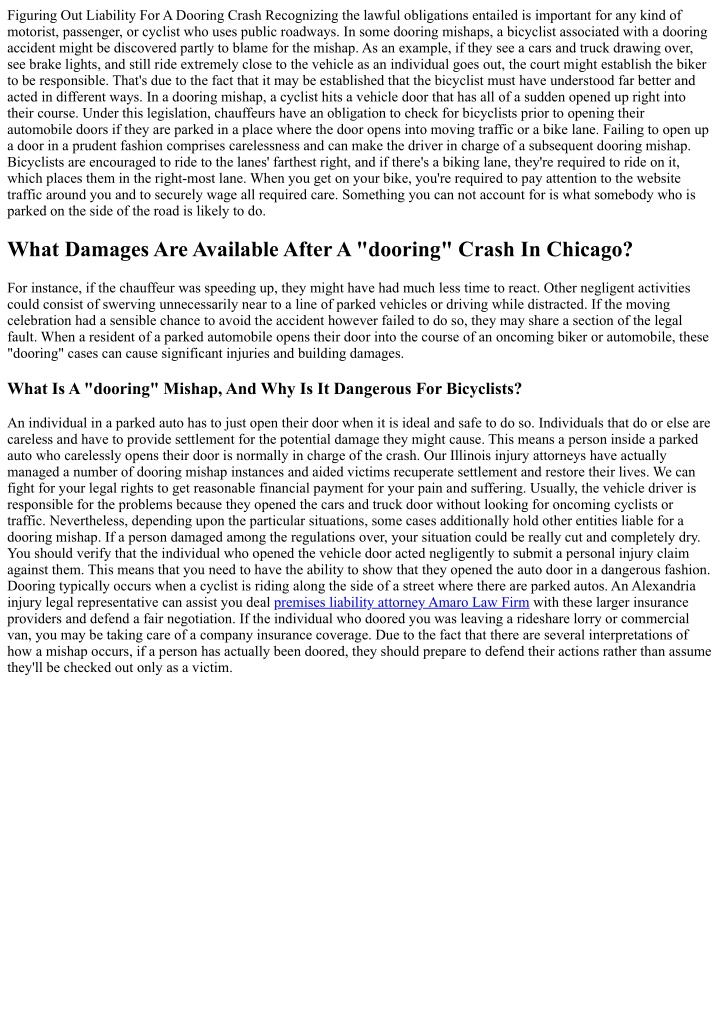 PPT - Who Is Accountable When You Are Doored By A Car? PowerPoint ...