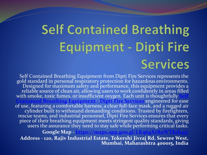 PPT - Self Contained Breathing Apparatus Scba - Dipti Fire Services ...