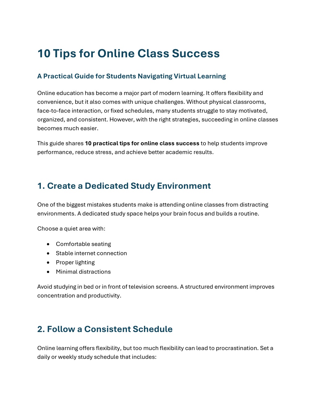 PPT - 10 Tips for Online Class Success PowerPoint Presentation, free ...