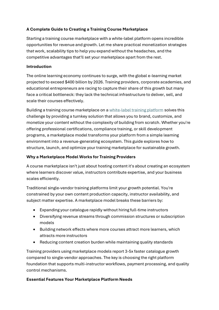 PPT - A Complete Guide to Creating a Training Course Marketplace ...
