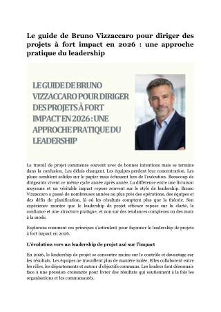 PPT - Le guide de Bruno Vizzaccaro pour diriger des projets à fort ...