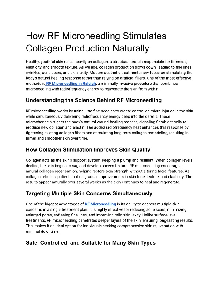 PPT - How RF Microneedling Stimulates Collagen Production Naturally ...