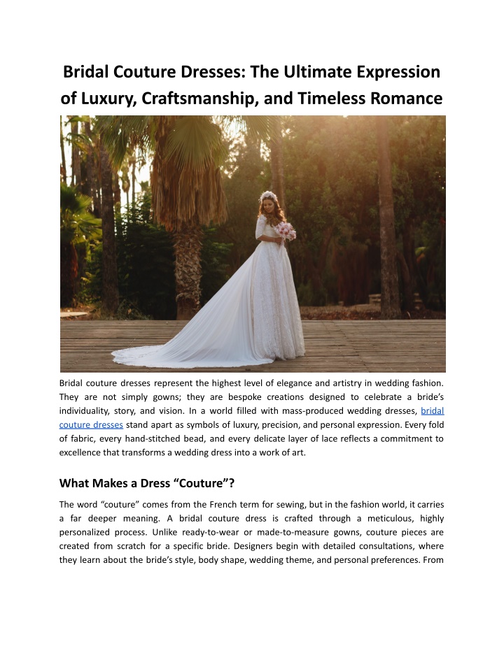 PPT - Bridal Couture Dresses: The Ultimate Expression of Luxury ...