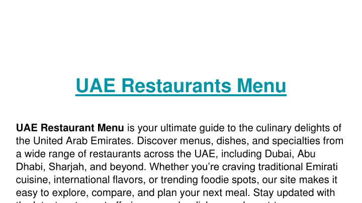 PPT - UAE Restaurants Menu – Latest Menus, Deals and Discounts in One ...