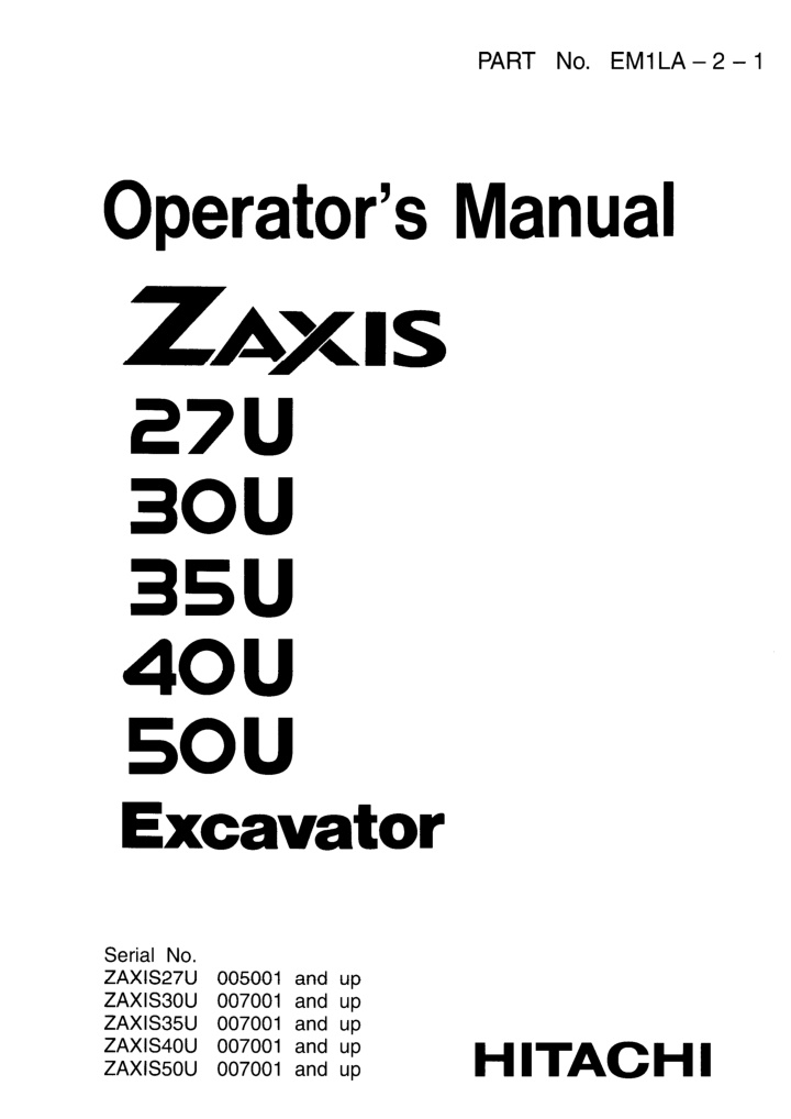 PPT - HITACHI ZAXIS 27U 30U 35U 40U 50U EXCAVATOR Operator Manual ...