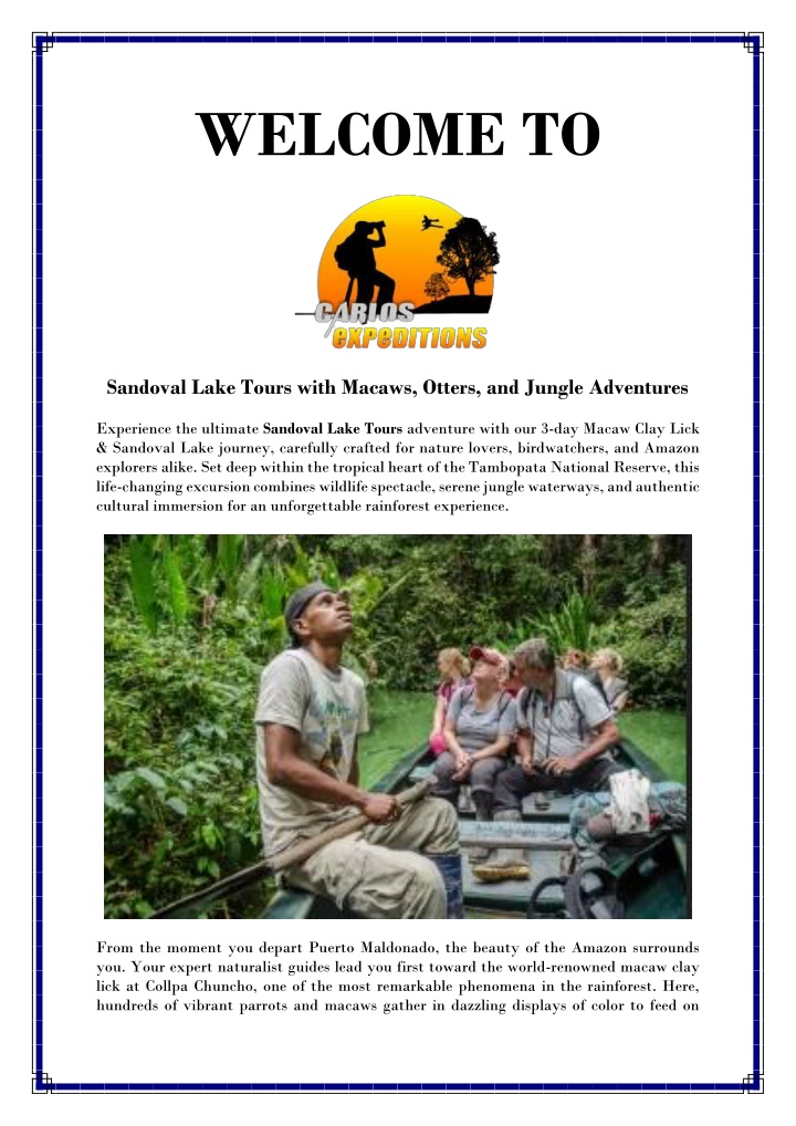 PPT - Sandoval Lake Jungle Tour with Macaw Clay Lick PowerPoint ...