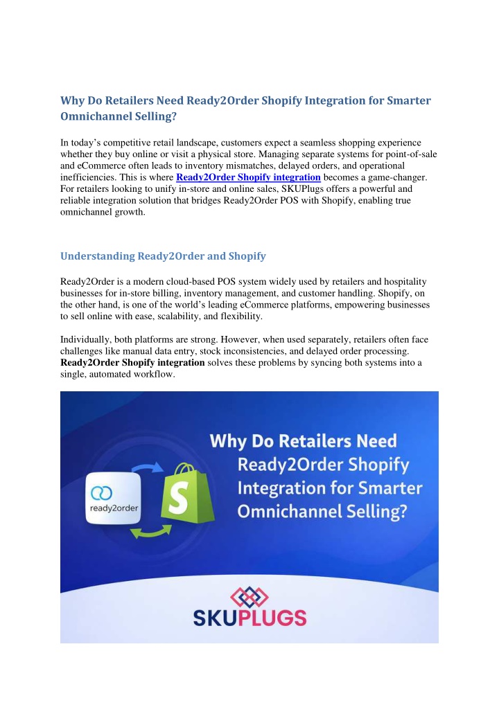 PPT - Why Do Retailers Need Ready2Order Shopify Integration for Smarter ...
