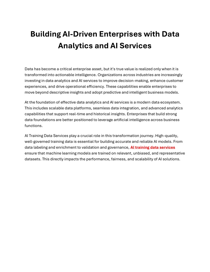 PPT - The Role of AI Training Data Services in Modern Enterprise ...