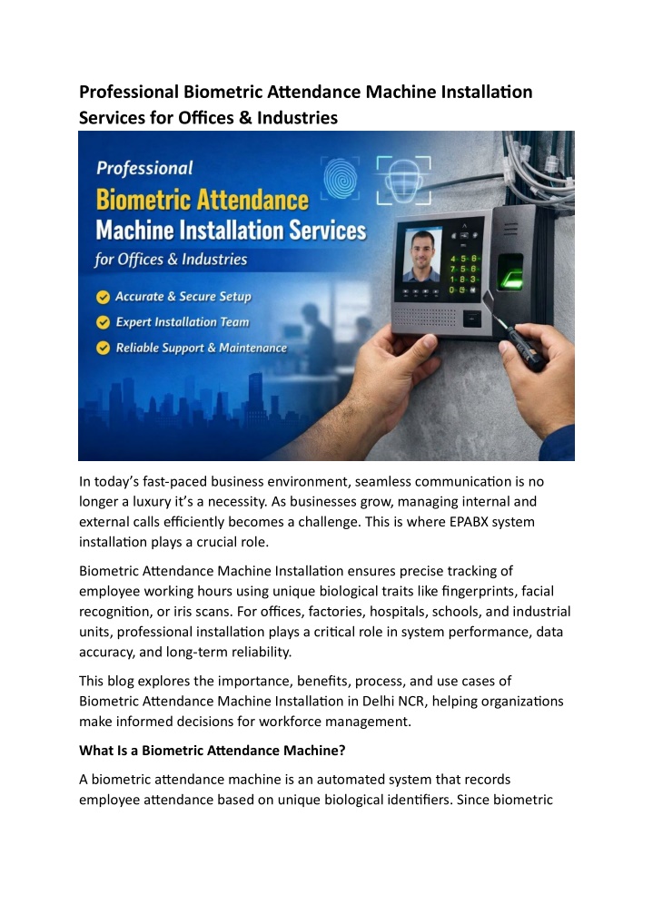 PPT - Professional Biometric Attendance Machine Installation Services ...