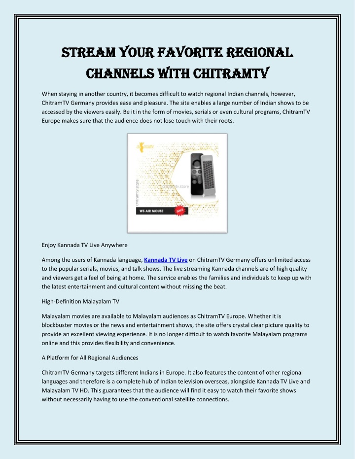 PPT - Stream Your Favorite Regional Channels with ChitramTV PowerPoint ...