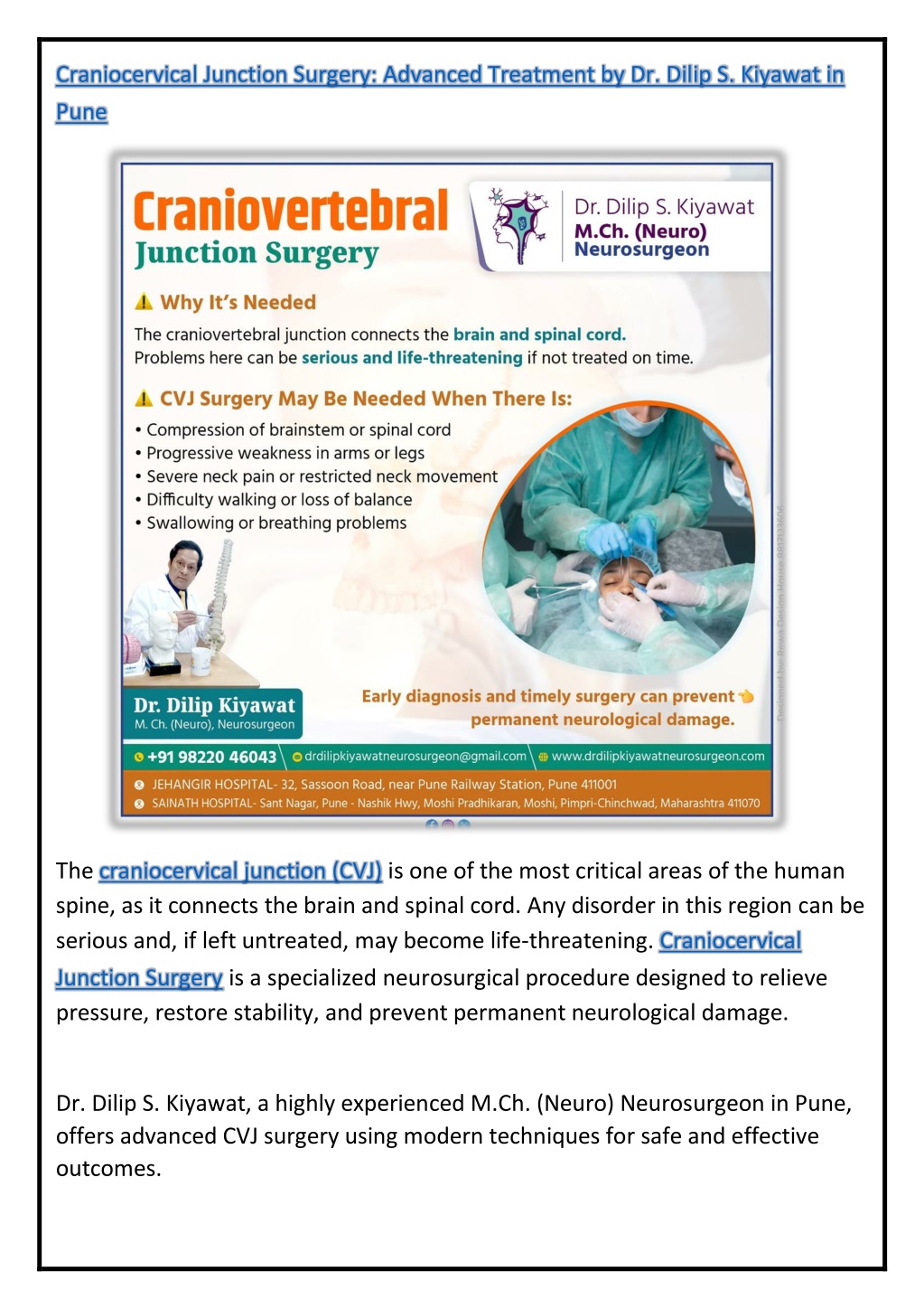 PPT - Craniocervical Junction Surgery Advanced Treatment by Dr. Dilip S ...
