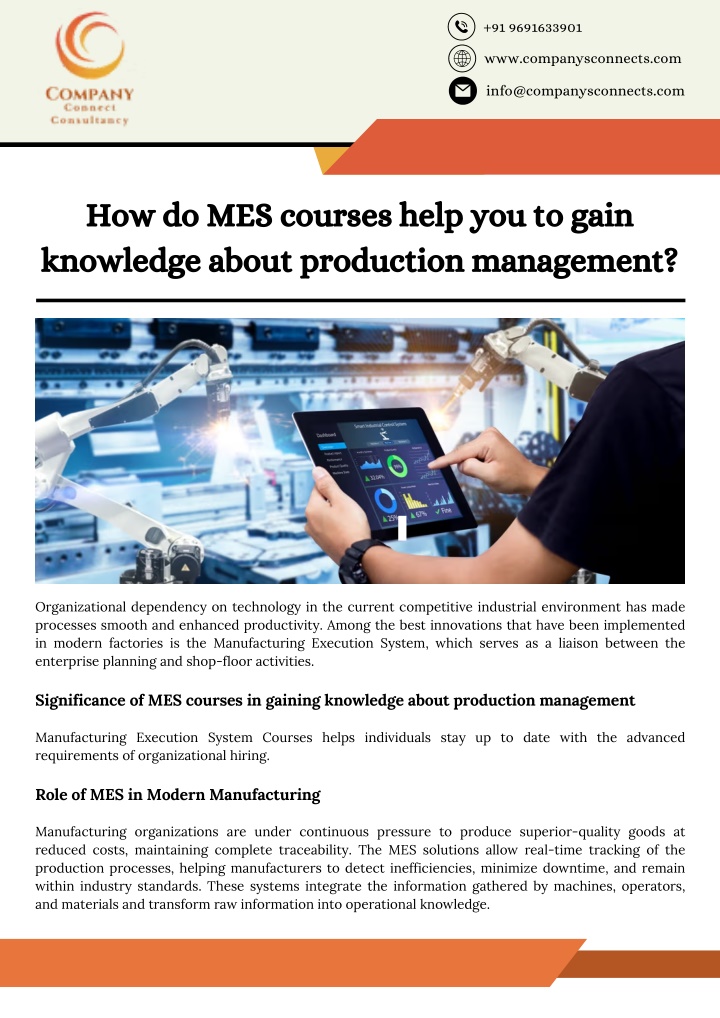 PPT - How do MES courses help you to gain knowledge about production ...