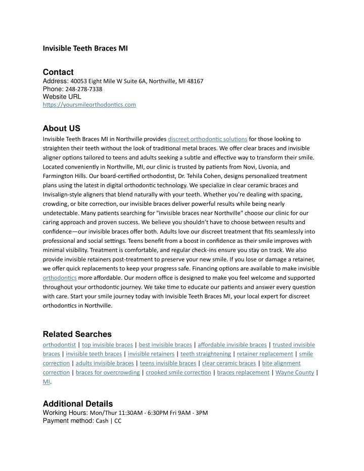 PPT - Invisible Teeth Braces MI PowerPoint Presentation, free download ...