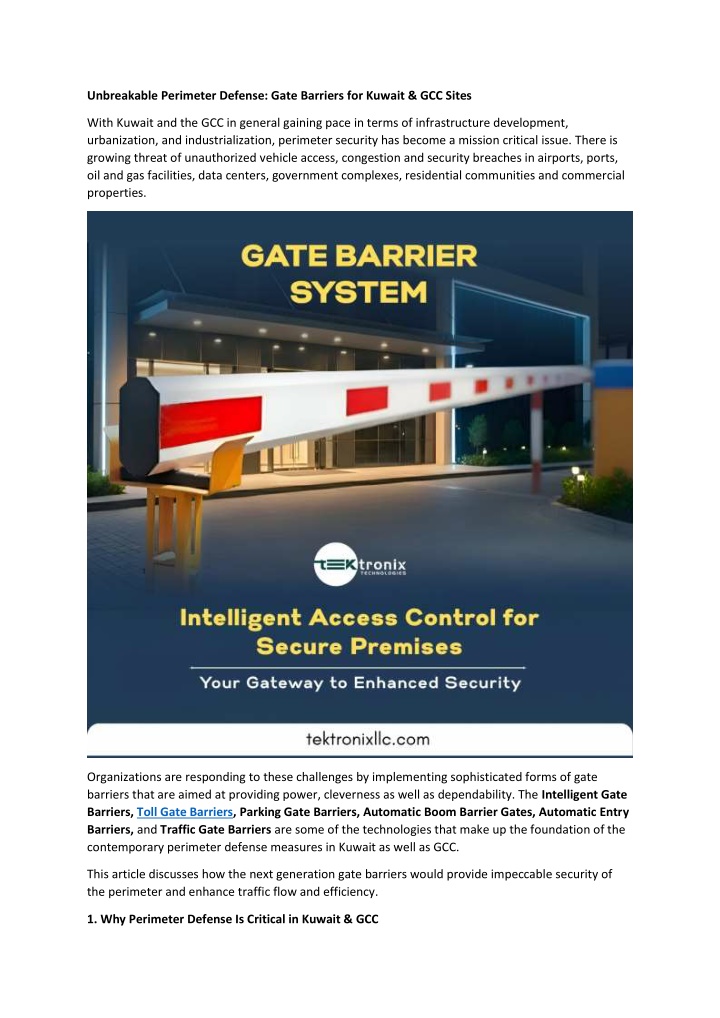 PPT - Unbreakable Perimeter Defense - Gate Barriers for Kuwait & GCC ...