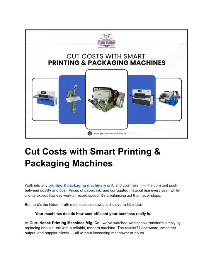 PPT - How the Right Printing and Packaging Machines Improve Cost ...