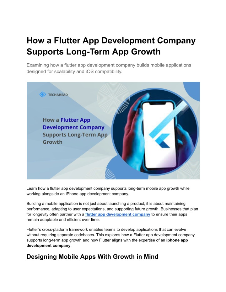 PPT - How a Flutter App Development Company Supports Long-Term App ...