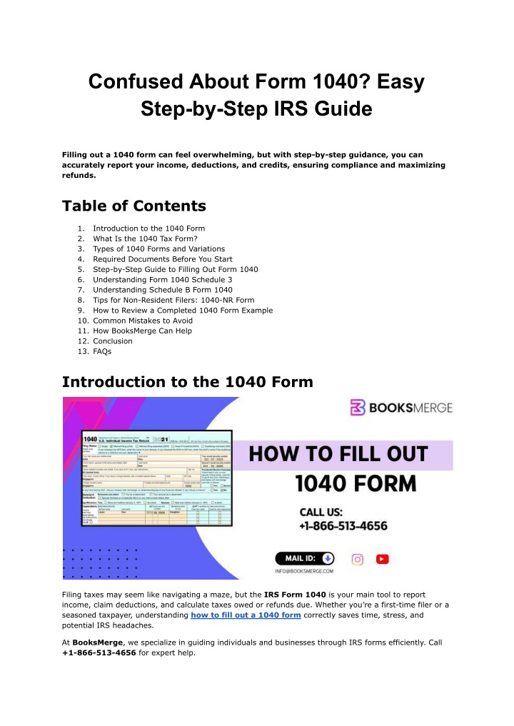 PPT - How to Fill Out a 1040 Form in 2026 | Step by Step IRS Guide ...