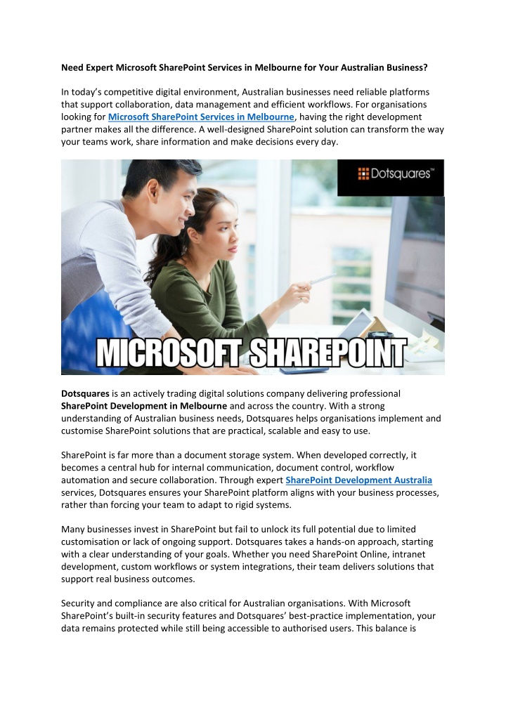 PPT - Need Expert Microsoft SharePoint Services in Melbourne for Your ...