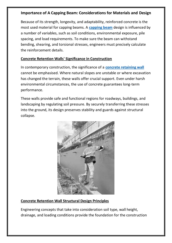 PPT - Importance of A Capping Beam Considerations for Materials and ...