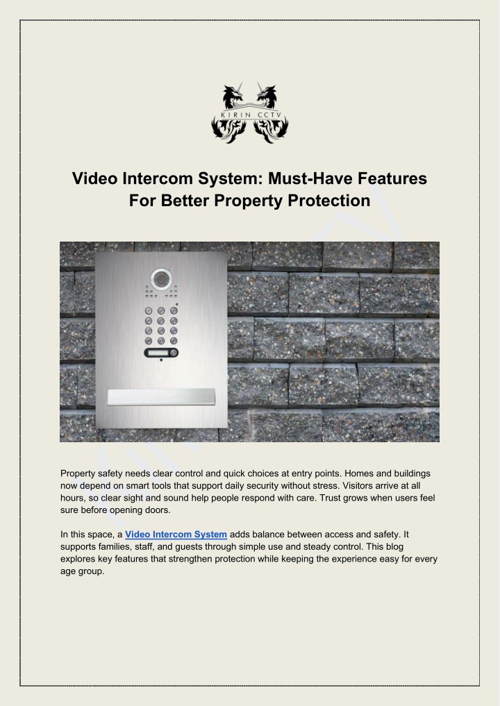 PPT - Video Intercom System: Must-Have Features For Better Property ...