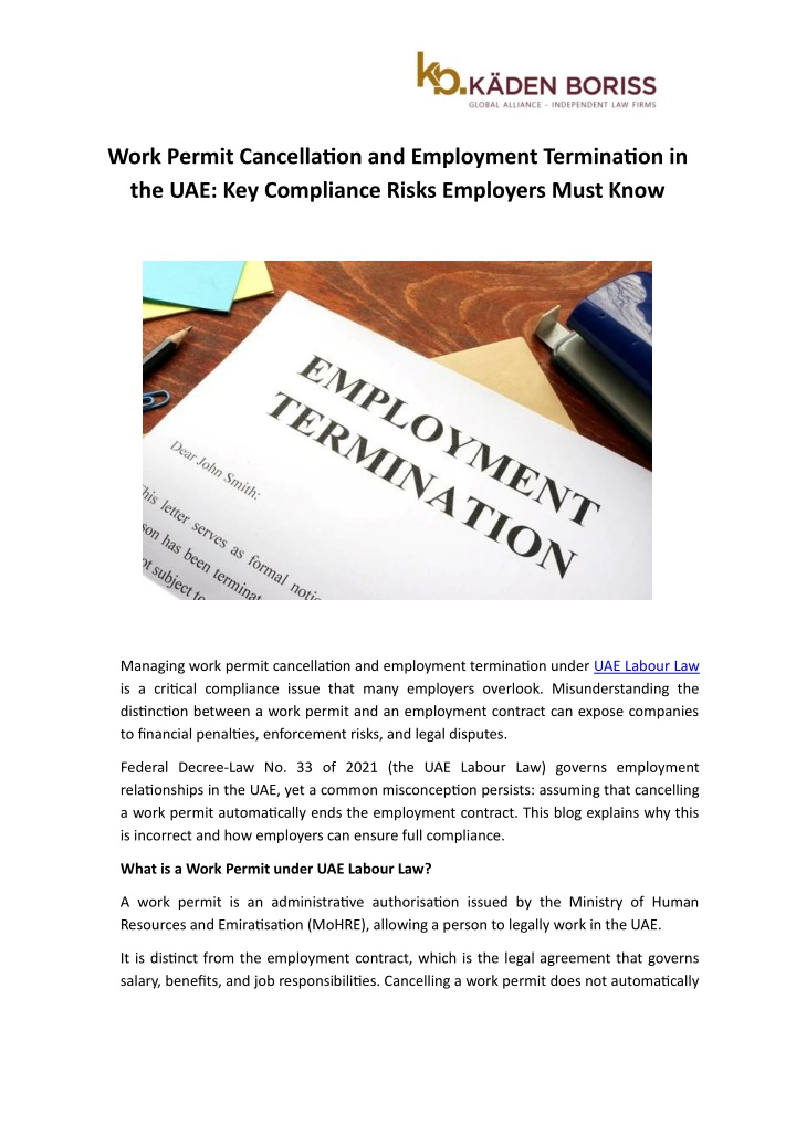 PPT - Work Permit Cancellation and Employment Termination PowerPoint ...
