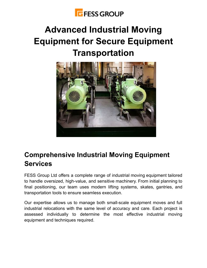 PPT - Advanced Industrial Moving Equipment for Secure Equipment ...