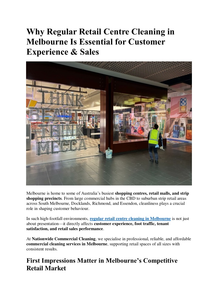 PPT - Why Regular Retail Centre Cleaning in Melbourne Is Essential for ...