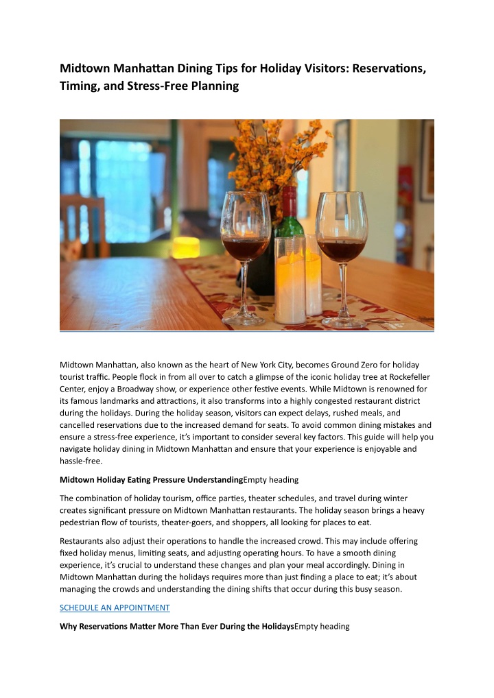 PPT - Midtown Manhattan Dining Tips for Holiday Visitors- Reservations ...