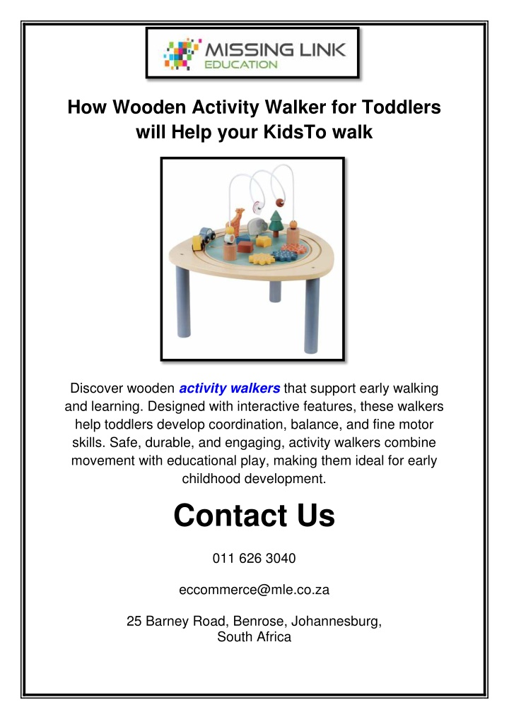 PPT - How Wooden Activity Walker for Toddlers will Help your KidsTo ...