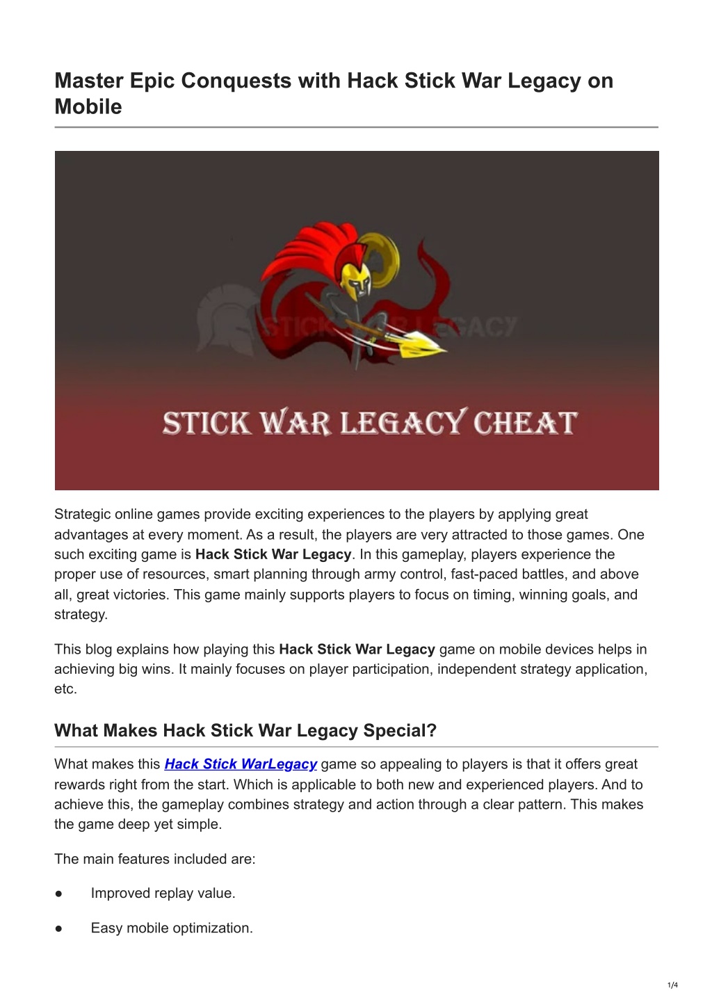 PPT - Master Epic Conquests with Hack Stick War Legacy on Mobile ...