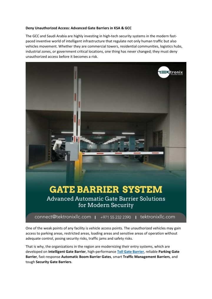 PPT - Deny Unauthorized Access - Advanced Gate Barriers in KSA & GCC ...