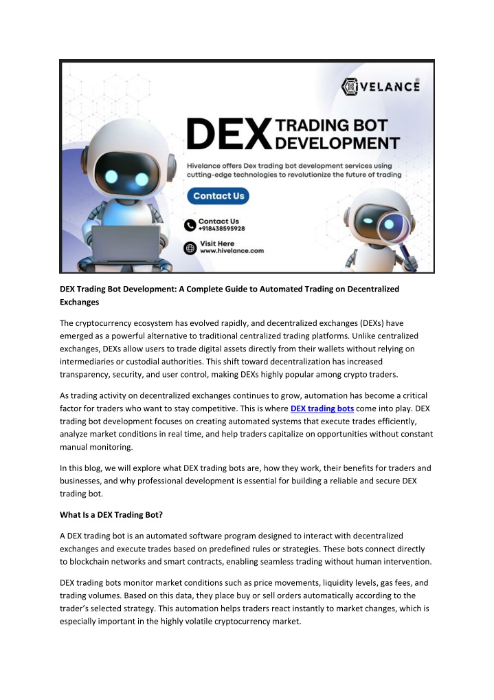 PPT - DEX Trading Bot for DeFi Automation, Web3 Trading, and On-Chain ...