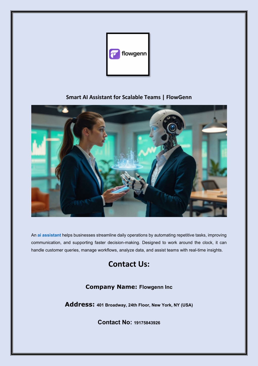 PPT - Smart AI Assistant for Scalable Teams | FlowGenn PowerPoint ...