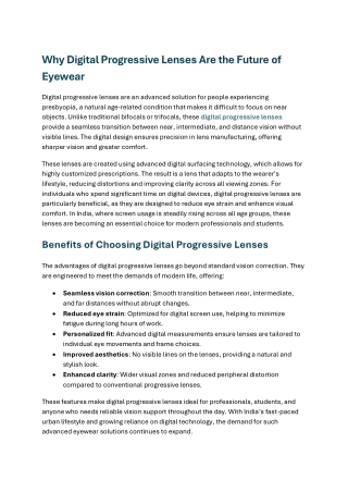 PPT - Why Digital Progressive Lenses Are the Future of Eyewear ...