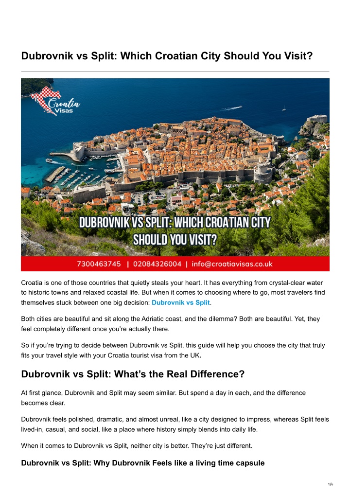 PPT - Dubrovnik vs Split Which Croatian City Should You Visit ...