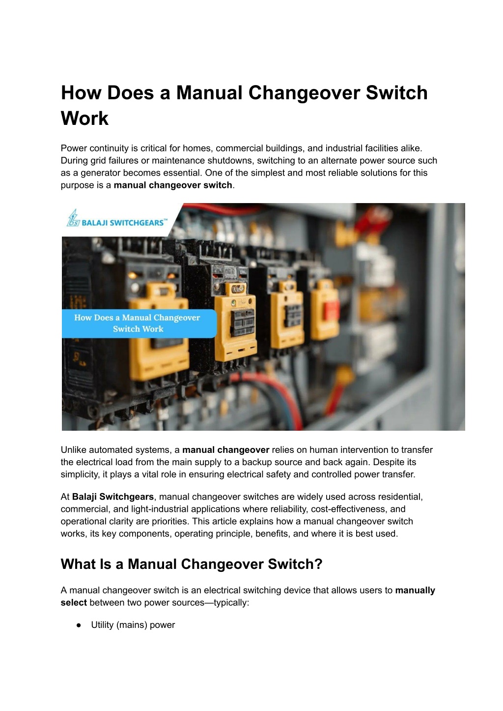 PPT - How Does a Manual Changeover Switch Work PowerPoint Presentation ...