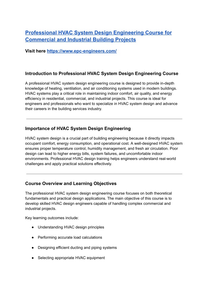 PPT - Professional HVAC System Design Engineering Course for Commercial ...