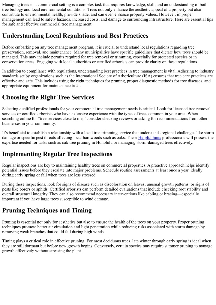 PPT - Essential Tips For Safe And Effective Commercial Tree Management ...