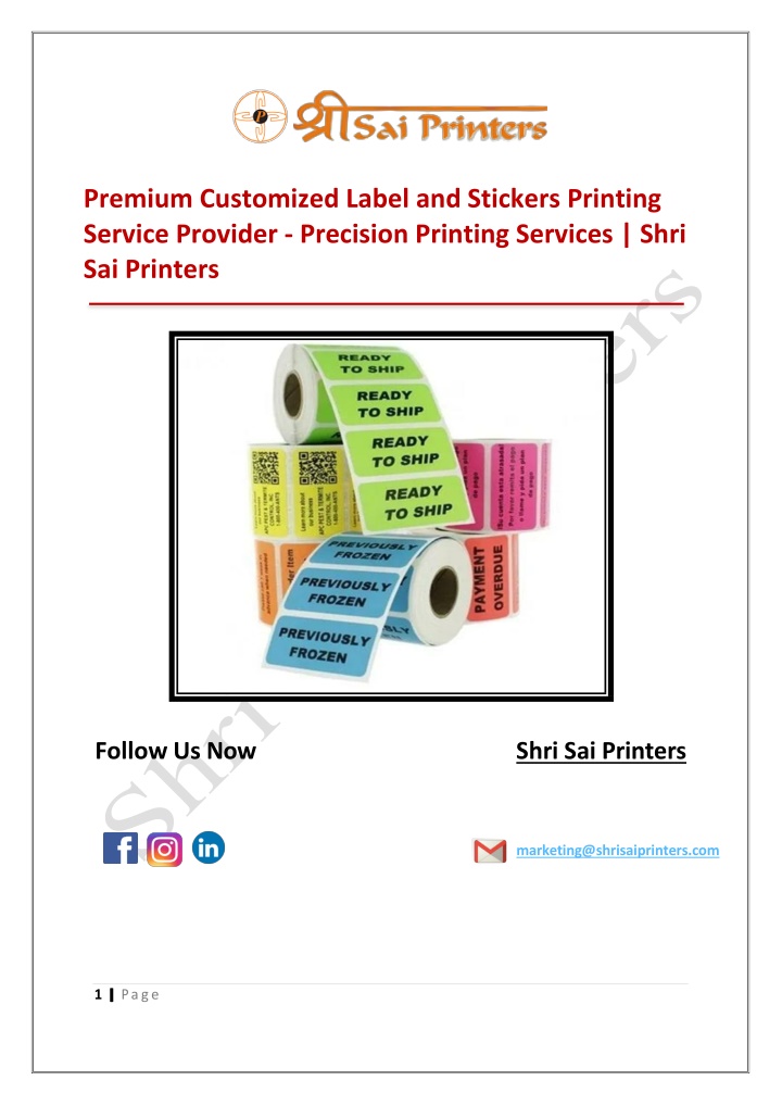 PPT - Leading Customized Label and Stickers Printing Service Provider ...