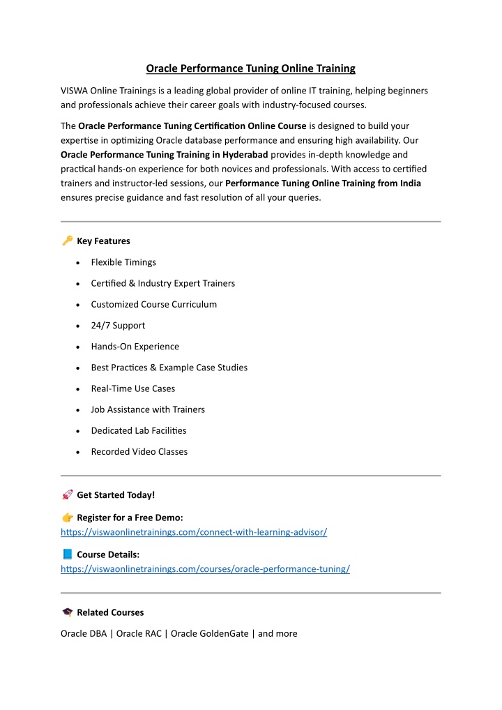 PPT - Oracle Performance Tuning Online Training Real-time support from ...