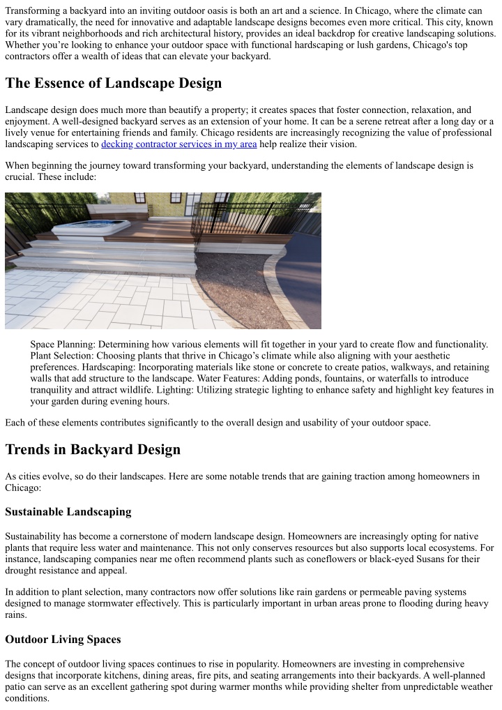 PPT - Innovative Backyard Designs from Chicago's Finest Contractors ...