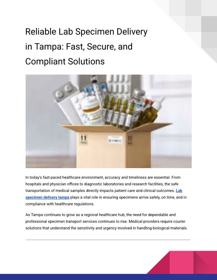 PPT - Reliable Lab Specimen Delivery in Tampa_ Fast, Secure, and ...