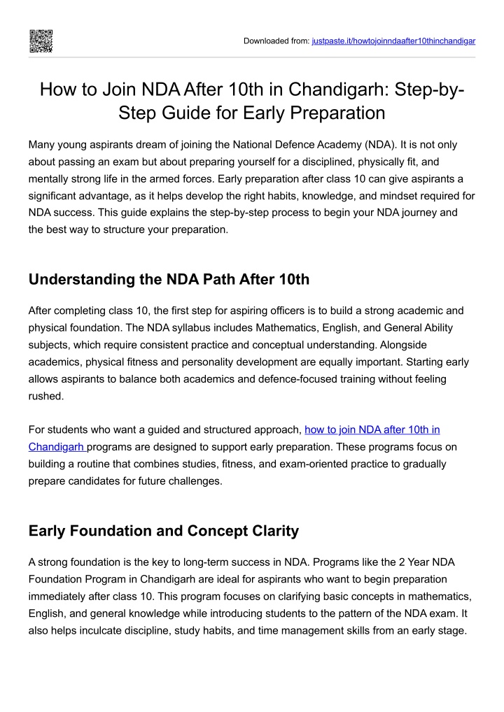 PPT - How to Join NDA After 10th in Chandigarh- Step-by-Step Guide for ...