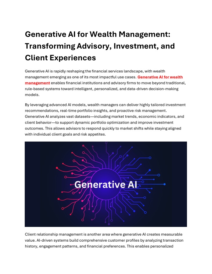 PPT - Generative AI for Wealth Management: Key Use Cases and Business ...