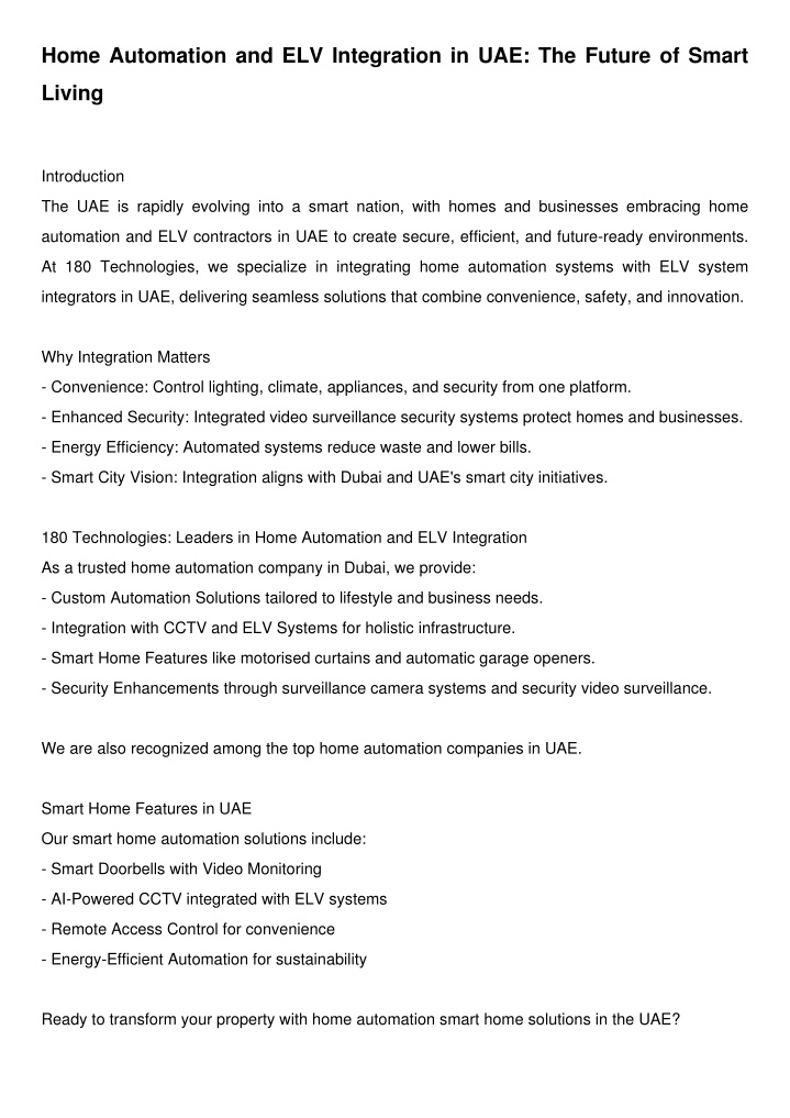 PPT - Blog10_Home_Automation_ELV_Integration_UAE PowerPoint ...